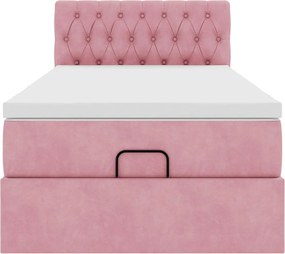 Osmanský rám postele s matrací růžová 90x200cm samet 3312673