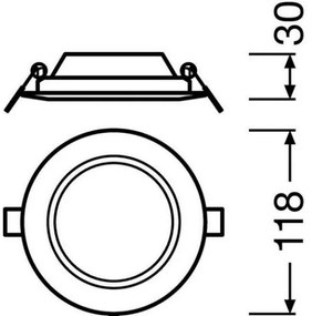 LED podhledové svítidlo LEDVANCE Slim Round 105mm 6W/3000K teplá bílá