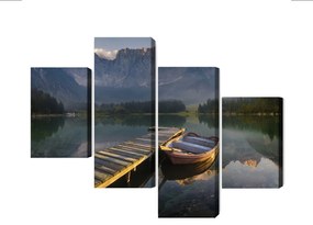 Vícedílný obraz Dřevěný Most Přes Horské Jezero 3D Nedostatek Nedostatek Plátno Canvas 160x100