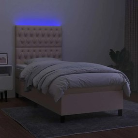Box spring postel s matrací a LED krémová 80 x 200 cm textil 3135074