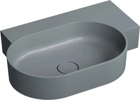 OMNIRES Ovo M+ - Umyvadlo 65x45 cm, bez přepadu, bez otvoru pro baterii, pravé, matná šedá OVO645UWPAG