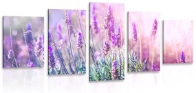 5-dílný obraz kouzelné květy levandule - 200x100 cm