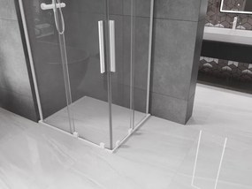 Mexen Velar L Duo, sprchový kout s posuvnými dveřmi 90 x 80 cm, 8mm čiré sklo, bílá matná, 871-090-080-02-03-20