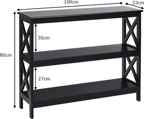 Costway Konzolový stolek průmyslový design s předsíň – 100 × 33 × 80 cm, černý