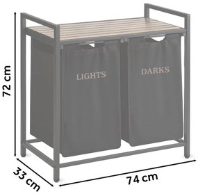 Dvoukomorový prádlený koš na rámu 80 l Massido s moderním designem