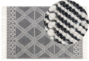 Vlněný koberec 160 x 230 cm šedý/krémově bílý TOPRAKKALE Beliani