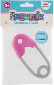 TEDDIES Chrastítko špendlík růžovošedé / 12 cm / plast / 0m+