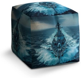 Sablio Taburet Cube Válečná loď prorážející oceán: 40x40x40 cm