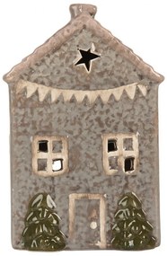 Modrý keramický domek na čajovou svíčku Lamont - 10*8*15 cm
