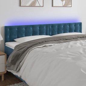 Čelo postele s LED tmavě modré 160x5x78/88 cm samet 3122104