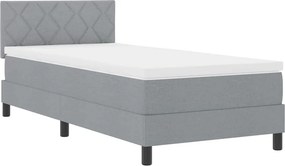 Postel s boxspringem s čelo Světle šedá 90 x 200 cm textil 3338734