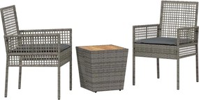 Zahradní bistro set 3 ks Šedá polyratan 3334961