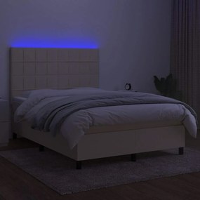Box spring postel s matrací a LED krémová 140x200 cm textil 3134882