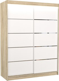 ADRK Furniture Posuvná skříň s LED osvětlením LUFT 150 SW-LUF-S+W-150+L-V143