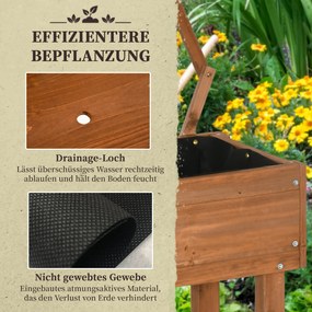 Vyvýšený záhon Outsunny s mřížovým truhlíkem na kolečkách s policí z masivního dřeva na terasu a zahradu v hnědé barvě 79x29x130cm | Aosom.de