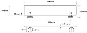 Sapho X-ROUND skleněná polička 600x130mm - XR610