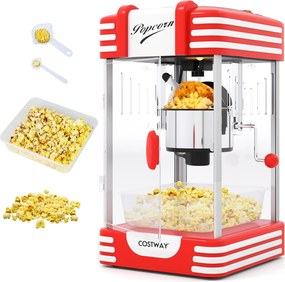 Costway Retro stroj na popcorn 300 W Stroj na popcorn ve stylu Cinema s hřejivým