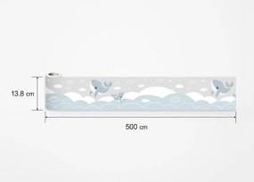 Dětská samolepící bordura na zeď Modré Velryby | 5 m x 13.8 cm | DWBD8489