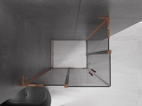Mexen Velar L Duo, sprchový kout s posuvnými dveřmi 100 x 90 cm, 8mm šedé sklo, růžové zlato, 871-100-090-02-43-60