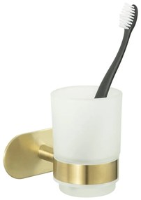 Samodržící skleněný kelímek na zubní kartáčky ve zlaté barvě Orea Gold – Wenko