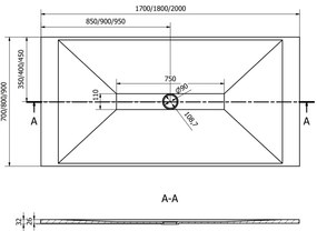 Mexen Toro, SMC obdélníková sprchová vanička 180 x 70 cm, bílá, 43107018
