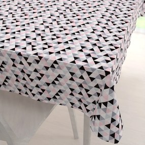Biante Bavlněný obdélníkový ubrus Sandra SA-110 Růžovo-černo-šedé trojúhelníčky 120x140 cm