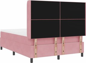 Postel s boxspringem s čelo Růžová 160 x 200 cm samet 3342073