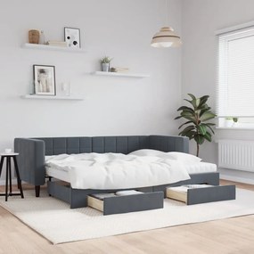 Válenda s přistýlkou a zásuvkami tmavě šedá 80 x 200 cm samet 3196757