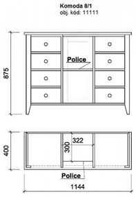 Komoda 8/1 masiv 11111 - unis-n