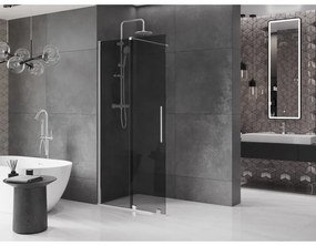 Mexen Velar, sprchová zástěna s posuvnými dveřmi Walk-in 85 x 200 cm, 8mm šedé sklo, chromová, 871-085-000-43-01