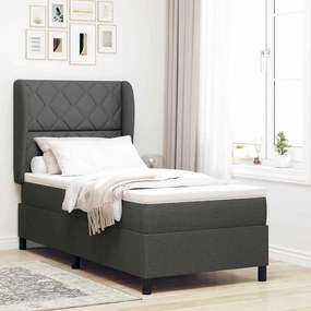 Postel s boxspringem s čelo Tmavě šedá 90 x 200 cm textil 3340607