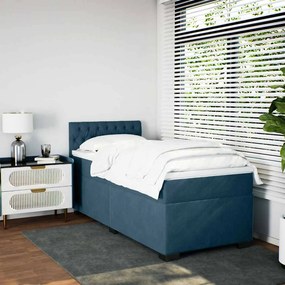 Box spring postel s matrací modrá 100 x 200 cm samet 3288544