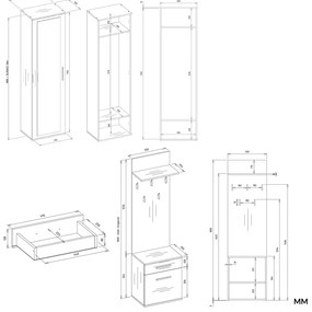 Předsíňová stěna DUO antracit/dub artisan