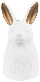 Bílá keramická dekorace socha králíka – 11x11x21 cm