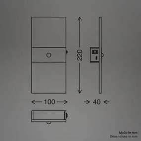 Briloner 3888015 - LED Nab nást svít se senz AURA LED/2,5W/5V 1800 mAh černá