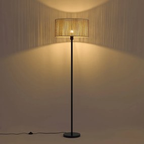 Simplo Floor Lamp: Black Frame with Beige Paper Rope Shade (50/50/25)