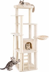 Costway Vícepatrové škrabadlo pro kočky 194 cm, béžové