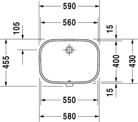 Duravit D-Code - Vestavěné umyvadlo, bez otvoru pro armaturu, 56 x 40 cm, bílé 0338560000