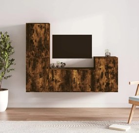 vidaXL 4dílný set TV skříněk kompozitní dřevo [3188608] Barva: kouřový dub