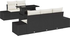 Set pohovek 6 ks Černá a krémová polyratan 3349093