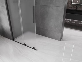 Mexen Velar L, posuvná sprchová zástěna Walk-in 100 x 200 cm, 8mm sklo námraza, černá matná, 871-100-003-33-70
