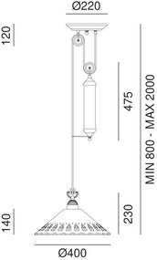 Il Fanale Rustikální závěsné svítidlo FIOR DI PIZZO SALISCENDI