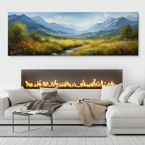 Obraz na plátně - Zurčící potůček na horské louce FeelHappy.cz Velikost obrazu: 180 x 60 cm