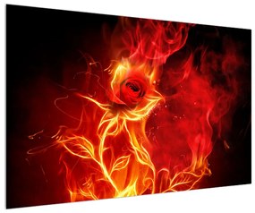 Obraz růže v ohni (120x80 cm)