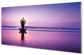 Obraz na skle Žena moře Yoga 125x50 cm