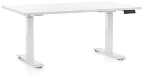 Výškově nastavitelný stůl OfficeTech C, 140 x 80 cm - bílá podnož Barva: Ořech