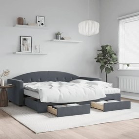 Válenda s přistýlkou a zásuvkami tmavě šedá 90 x 200 cm samet 3197374