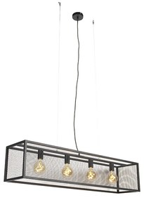 Průmyslová závěsná lampa černá 118 cm, 4 světla - Cage Mesh