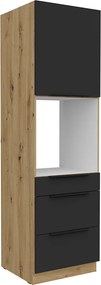 ARIA ac | vysoká skříňka 60 DPS-210 3S1F na vestavnou troubu | PREMIUM BOX | 60 cm | ANTI FINGERPRINT povrch | artisan/černá