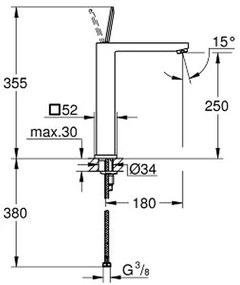 Grohe Eurocube Joy - umyvadlová baterie stojánková s odtokovou garniturou, chrom 23661000